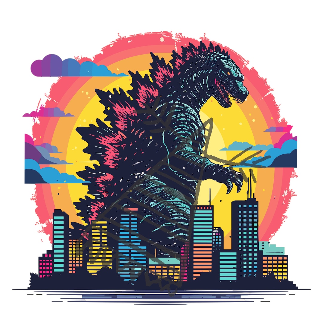 Godzilla Attack Digital Art | SVG, PNG, PSD File - Etsy