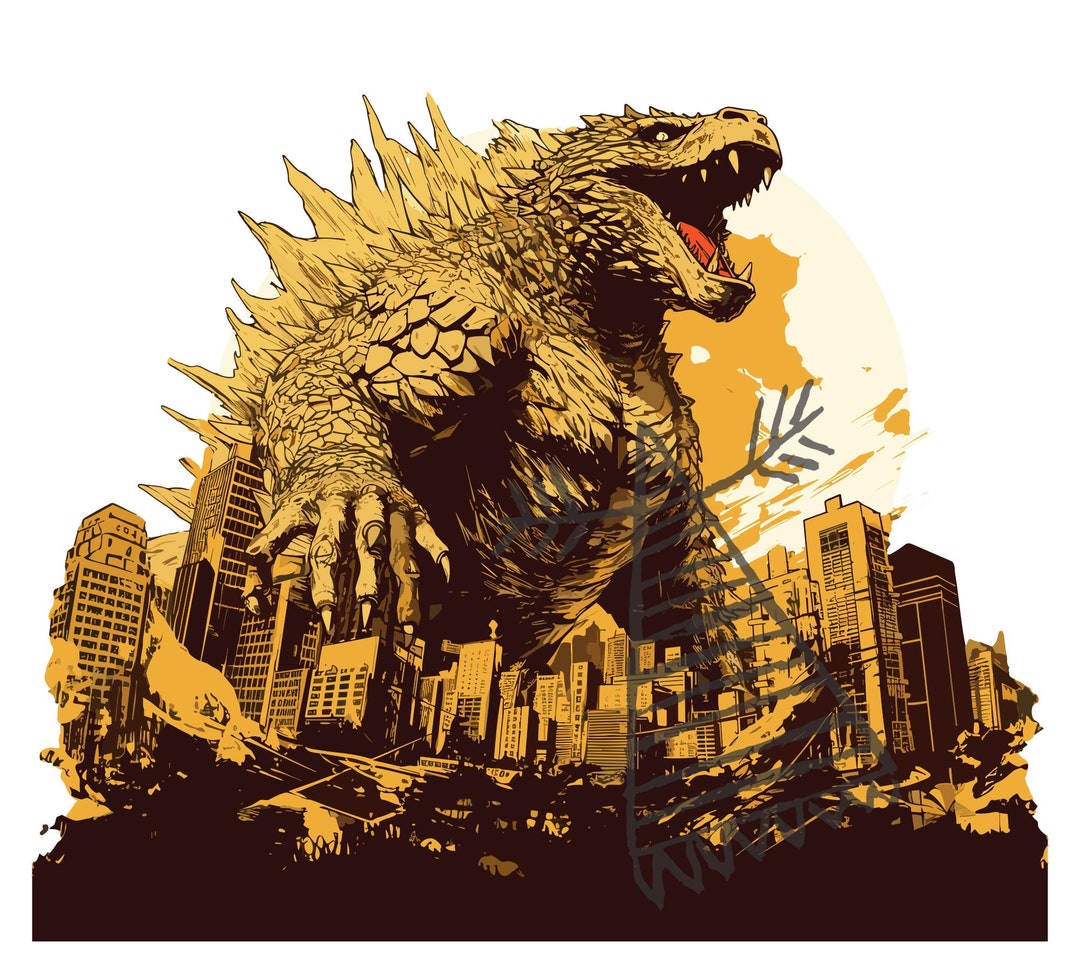Godzilla City Attack SVG | PNG, PSD Digital File | High-quality Artwork ...