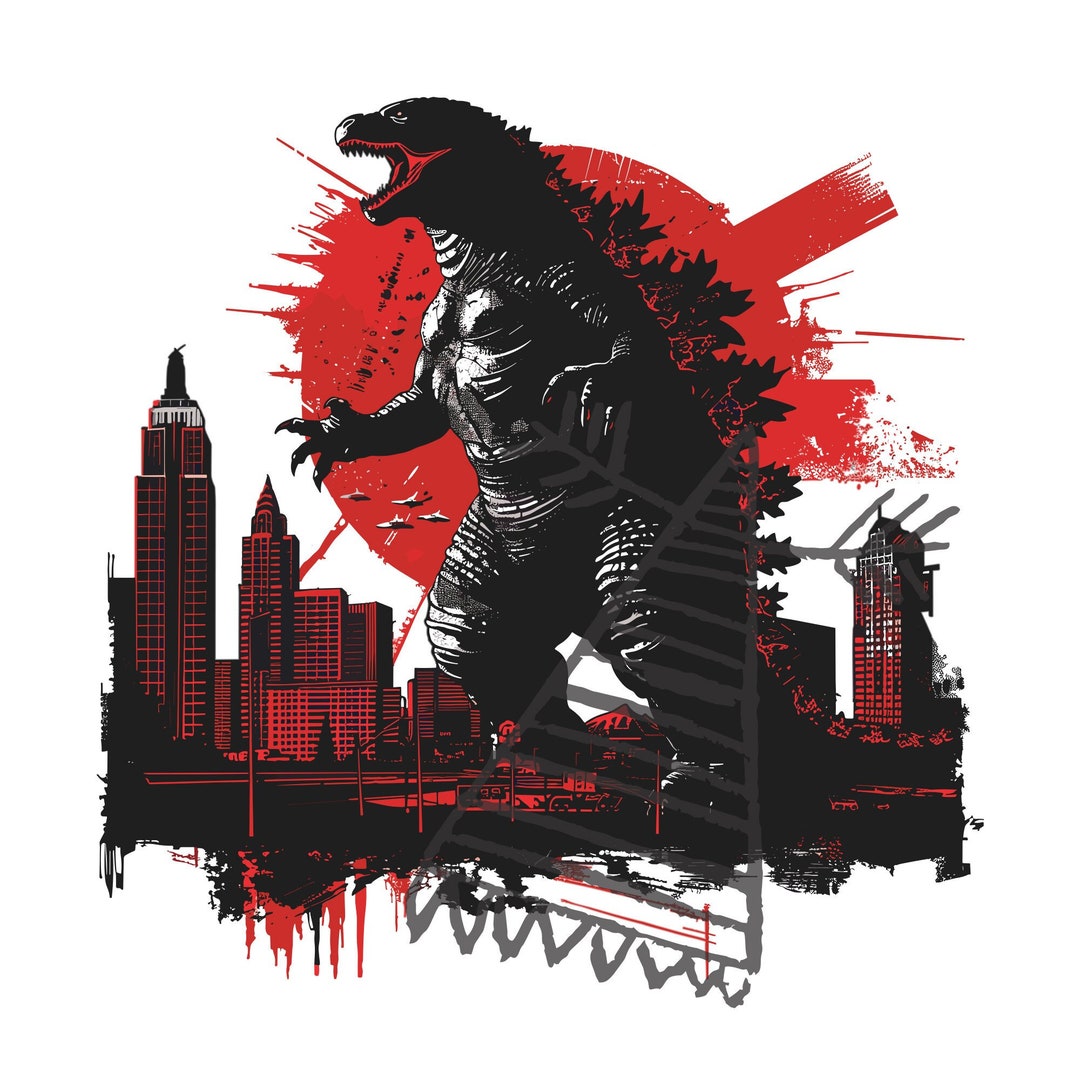 Red Godzilla Attack SVG | PNG, PSD Digital File | High-quality Artwork ...