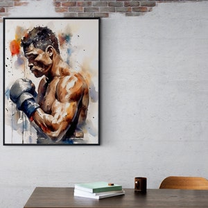 Boxer Watercolour Art Print | Boxing Sports Poster | Gift for Boxer ...