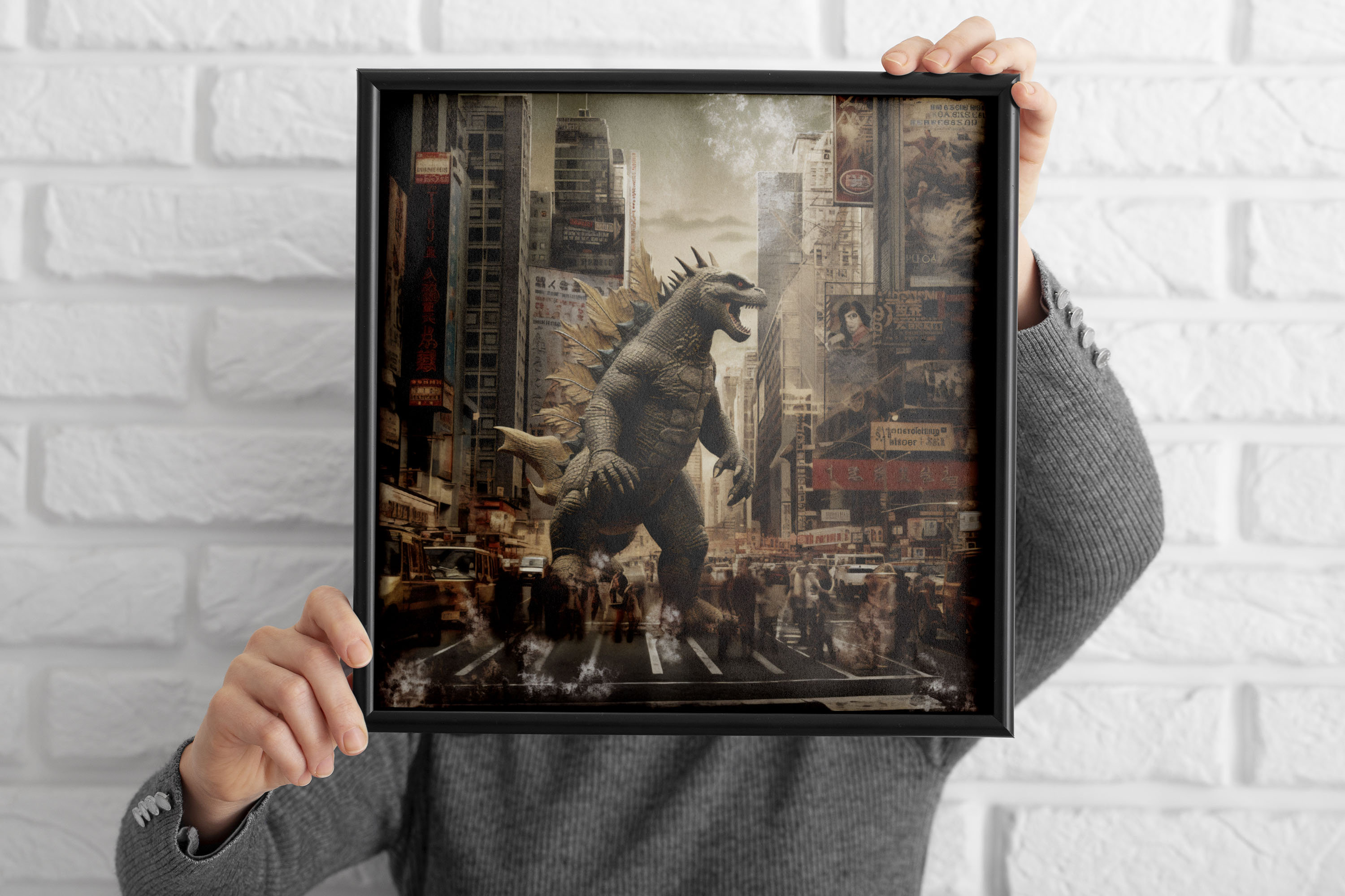 Godzilla Movie Poster Vintage Kaiju Digital Collage - Etsy