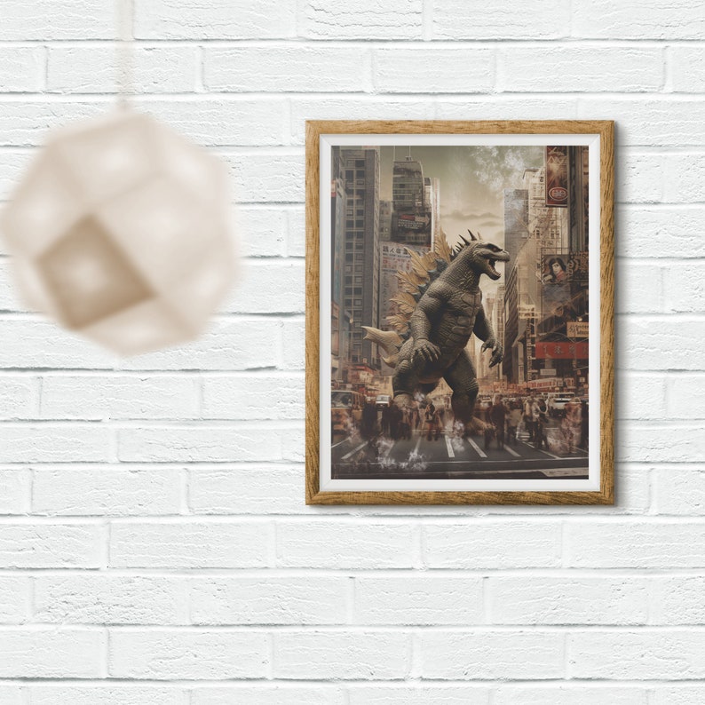 Godzilla Movie Poster Vintage Kaiju Digital Collage - Etsy