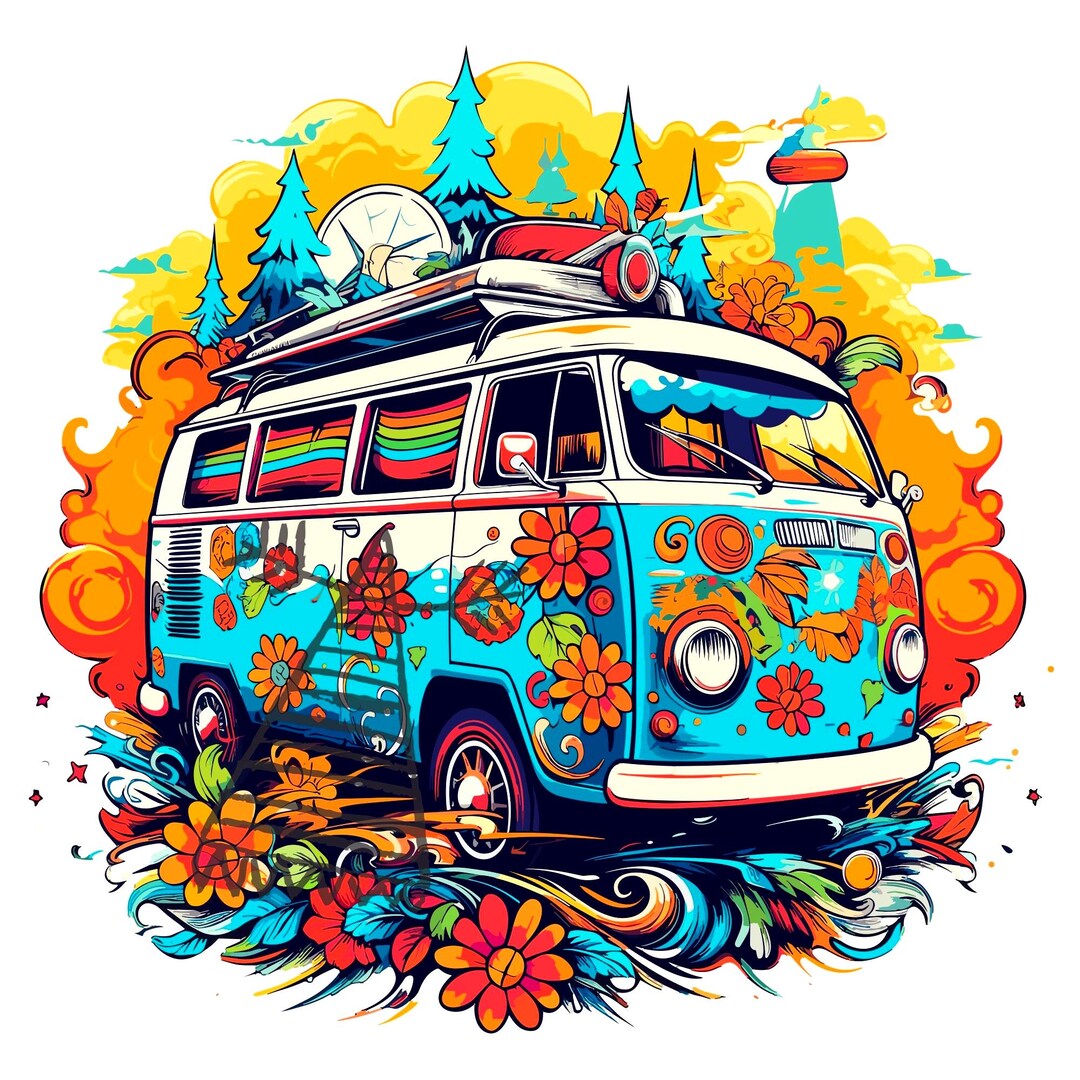 Hippie Van PNG, SVG, PSD Digital File | High-quality Artwork for Crafts ...