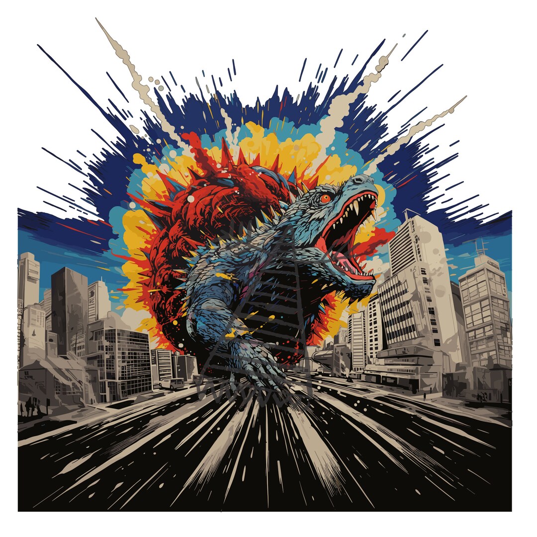 City Godzilla Attack SVG | PNG, PSD Digital File | High-quality Artwork ...