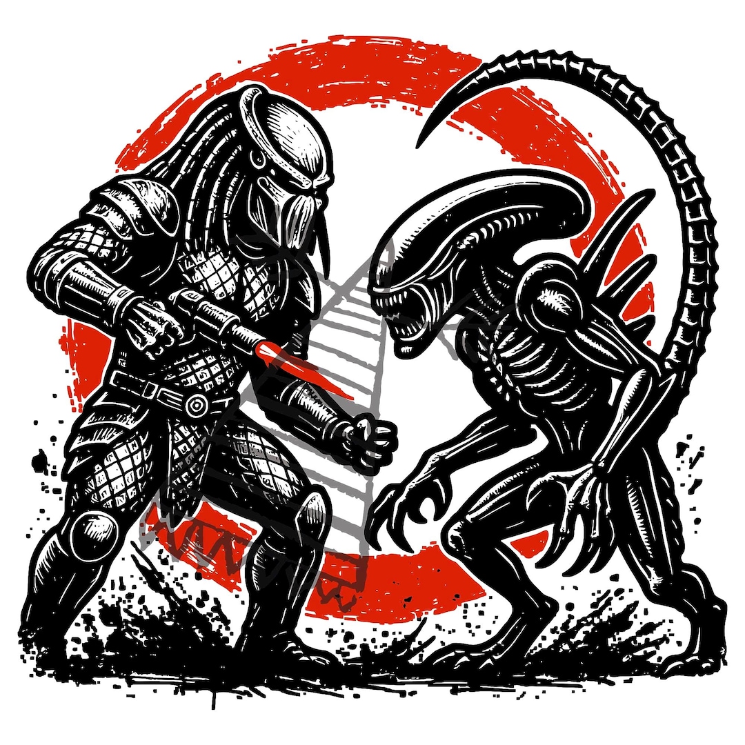 Alien Vs Predator SVG PNG | Sci-fi Battle Clipart | Digital Download ...