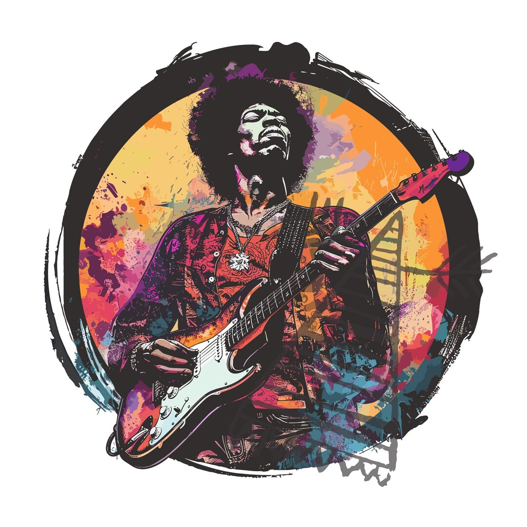 Jimi Hendrix Guitar Artwork: Rock Star SVG, PNG, PSD (digital File) - Etsy