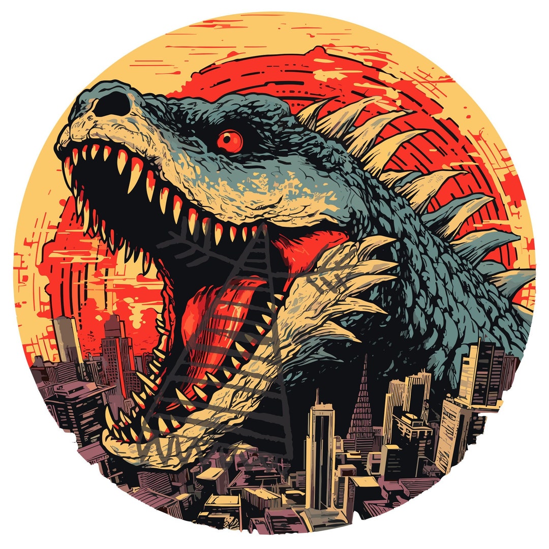Godzilla Head Attack SVG | PNG, PSD Digital File | High-quality Artwork ...