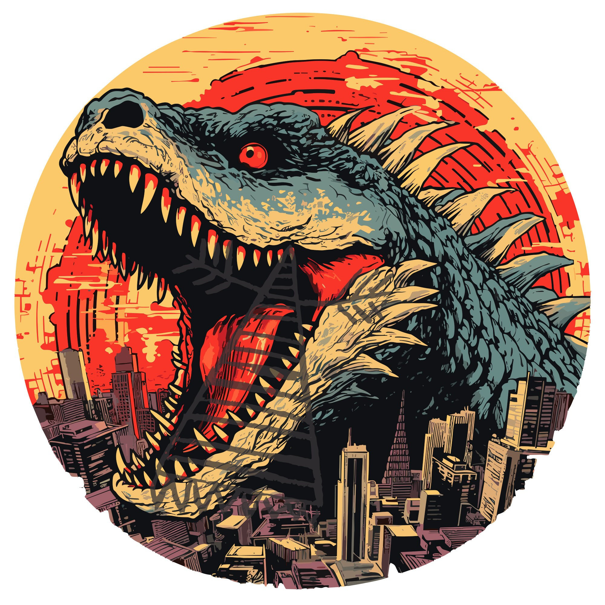 Godzilla Head Attack Clipart | SVG PNG PSD Digital File - Etsy