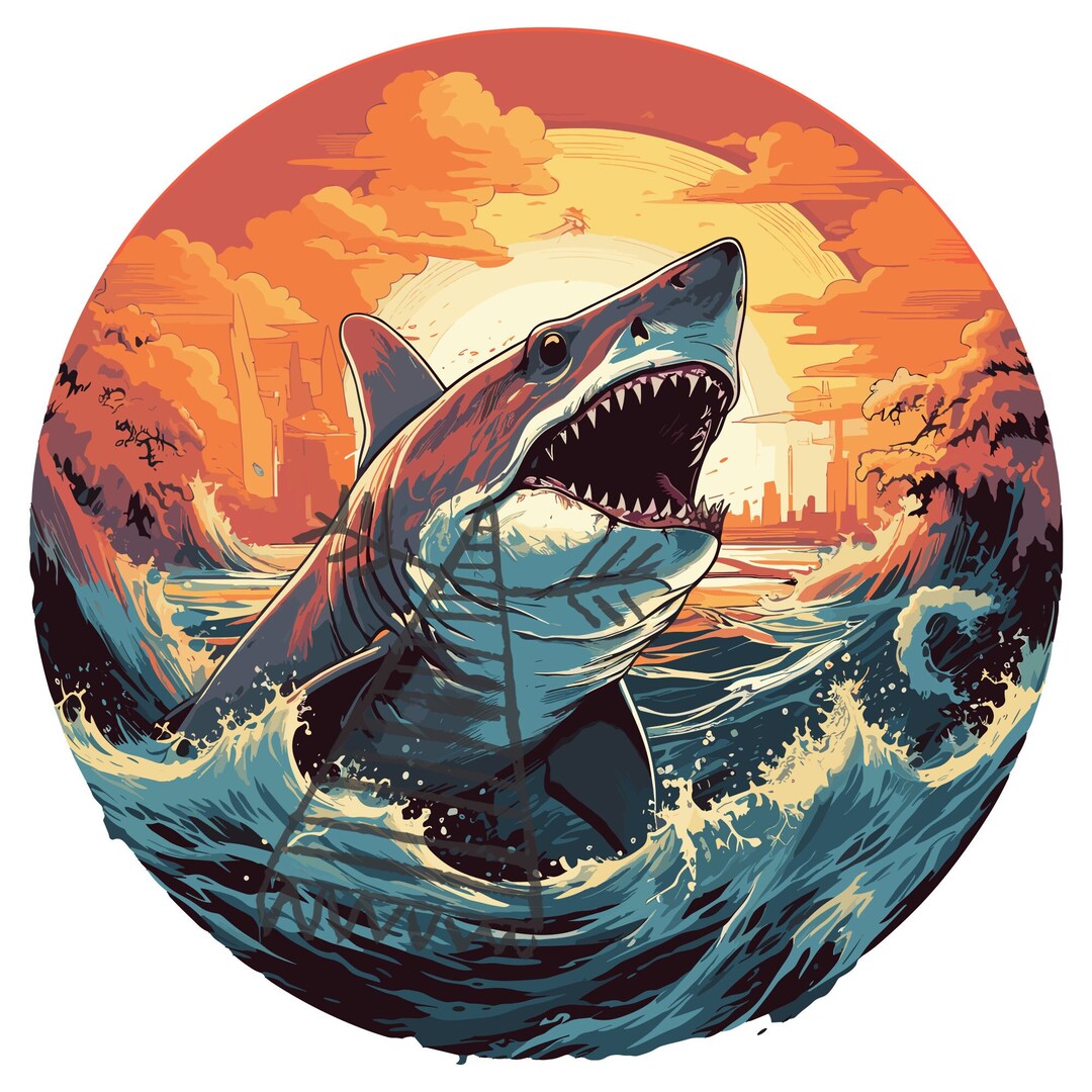 Shark in the Ocean SVG | PNG, PSD Digital File | High-quality Artwork ...