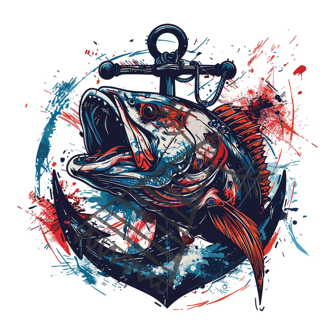 Anchor Fish SVG | Lucky Fishing Design PNG, PSD Digital File | High ...
