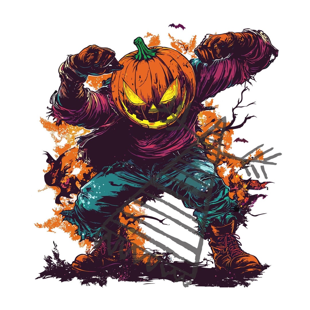 Pumpkin Head SVG | Scary Halloween PNG, PSD Digital File | High-quality ...