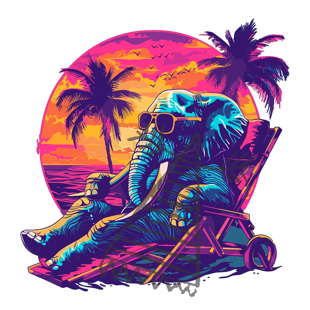 Summer Elephant SVG | Chill Beach PNG, PSD Digital File | High-quality ...