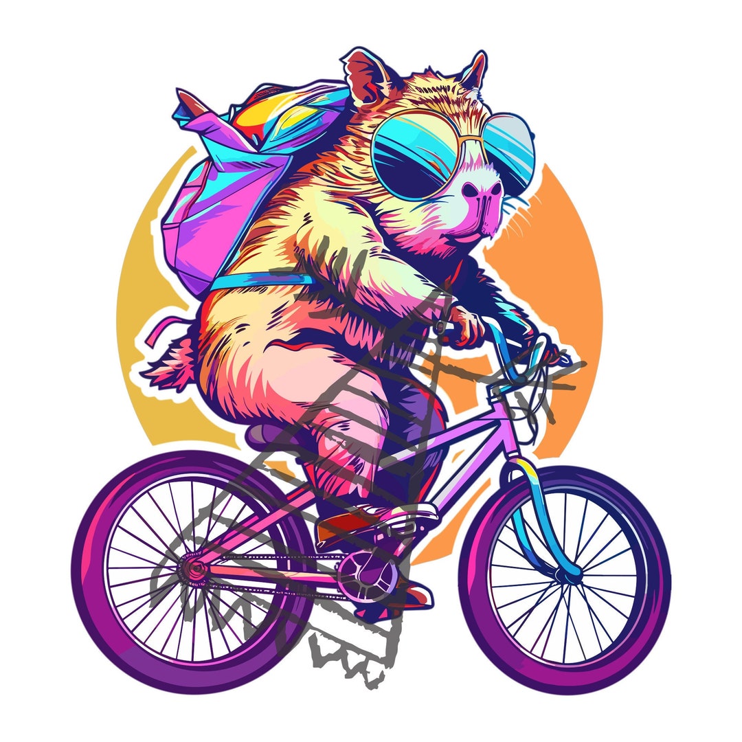 Capybara Traveler SVG | Bike Summer Funny Animal PNG, PSD Digital File ...