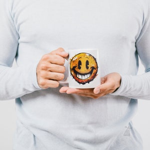 Grunge Smiley Face SVG | Distressed Urban Art PNG, PSD | Edgy Emoticon ...