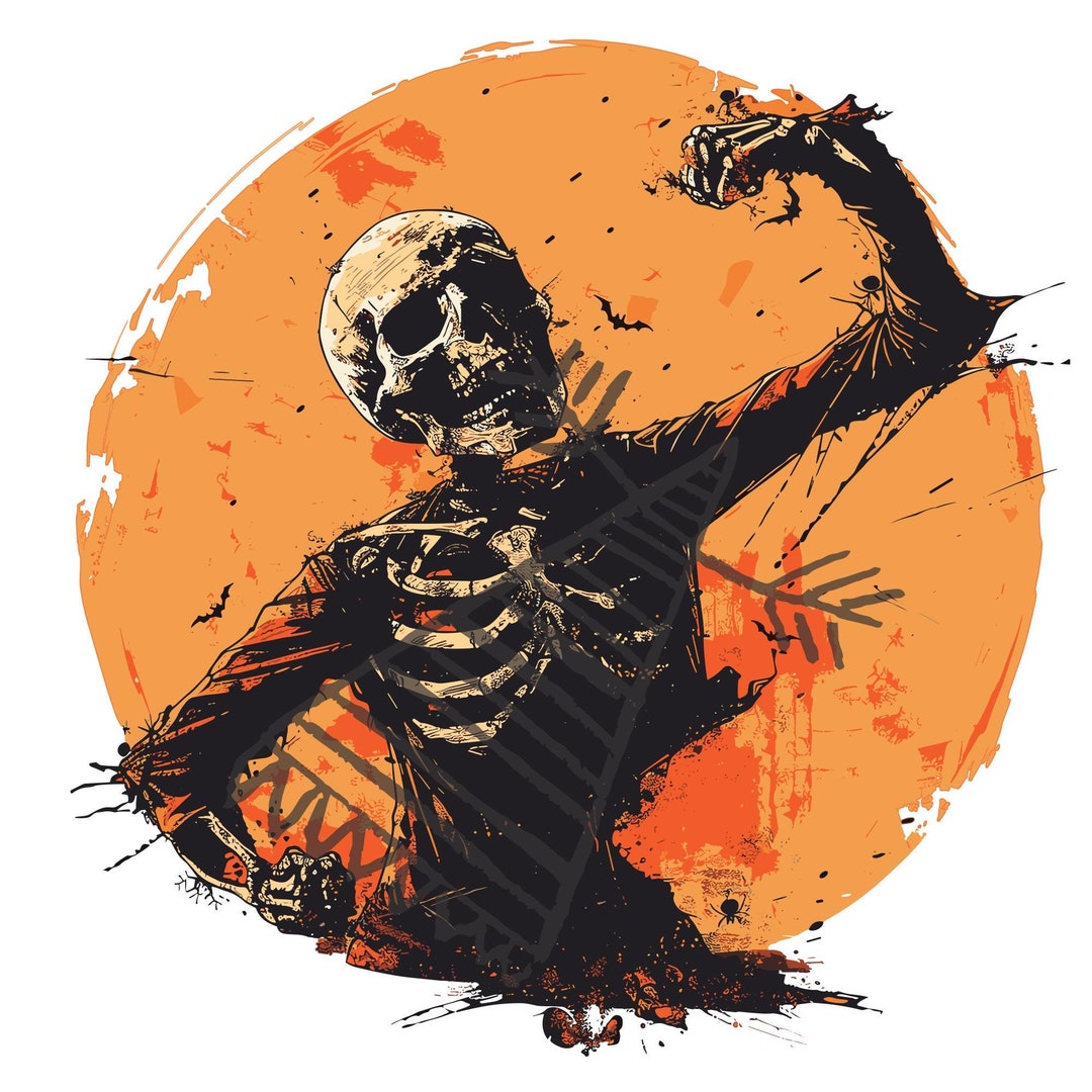 Skeleton Power Pose Vector: Halloween T-shirt Design (SVG, PNG, PSD) - Etsy