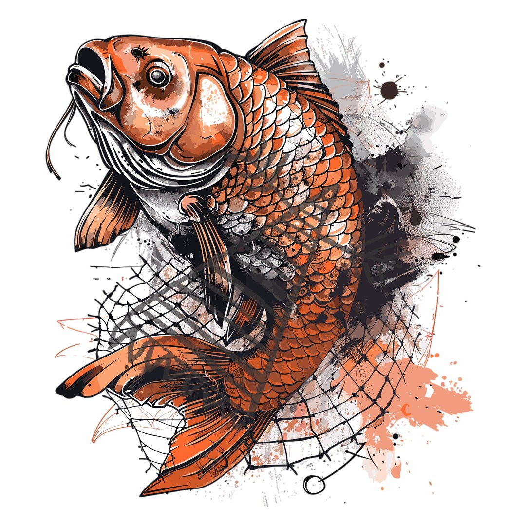 Carp Fish SVG | Lucky Fishing Design PNG, PSD Digital File | High ...