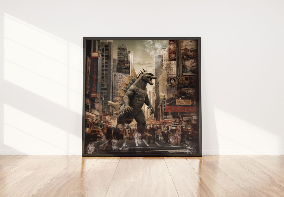 Vintage Godzilla Movie Poster: Kaiju Digital Collage (instant Download ...