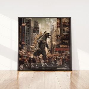 Vintage Godzilla Movie Poster: Kaiju Digital Collage (instant Download ...