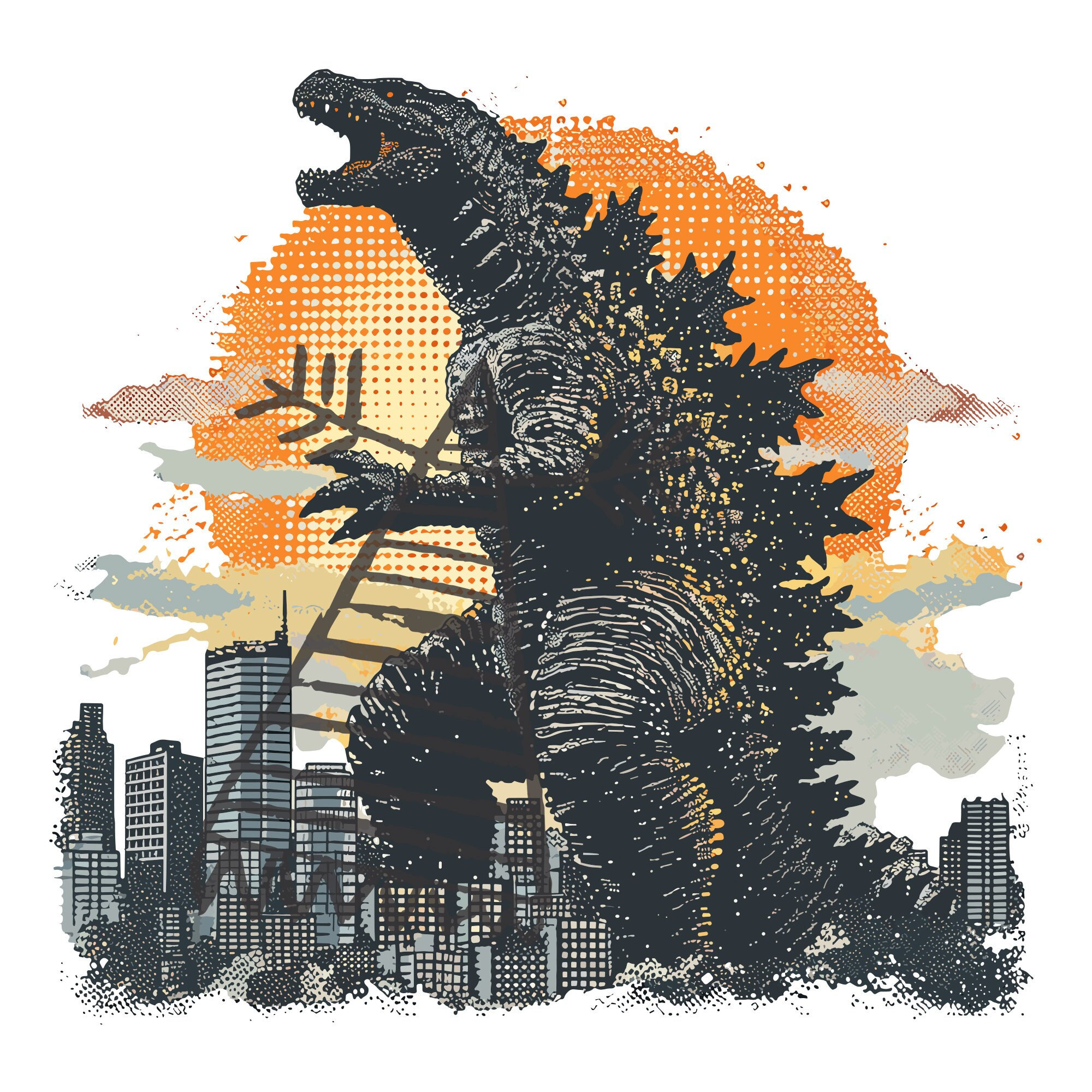 Godzilla Attack PNG | SVG, PSD Digital File | High-quality Artwork for ...