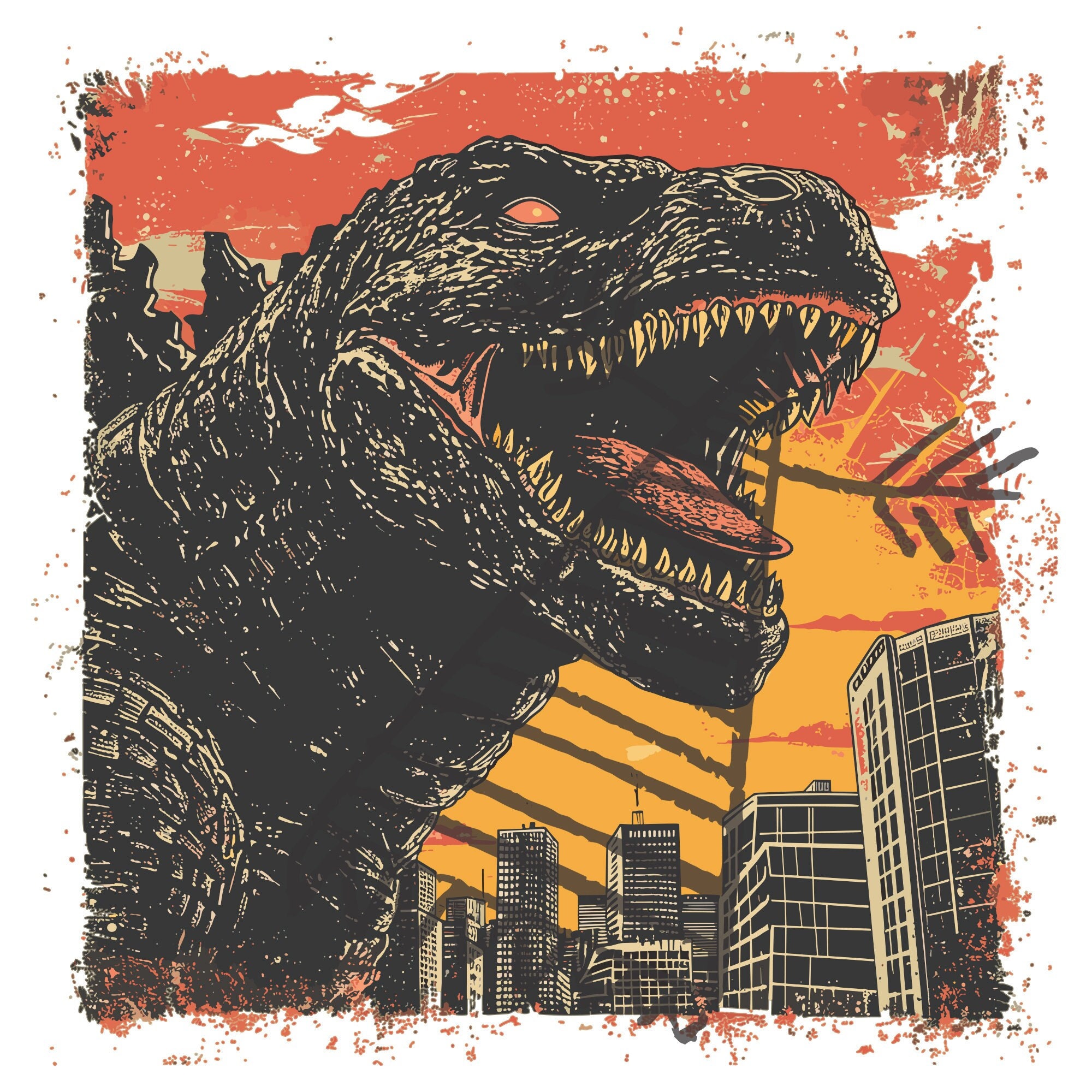 Crazy Godzilla Attack SVG PNG, PSD Digital File High-quality Artwork ...