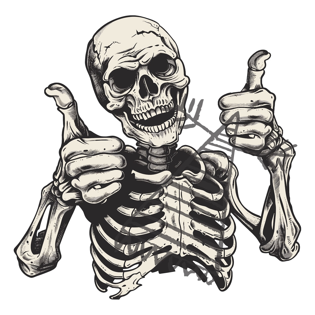 Thumbs up Skeleton SVG | Fun Skeleton Art PNG, PSD Digital File ...