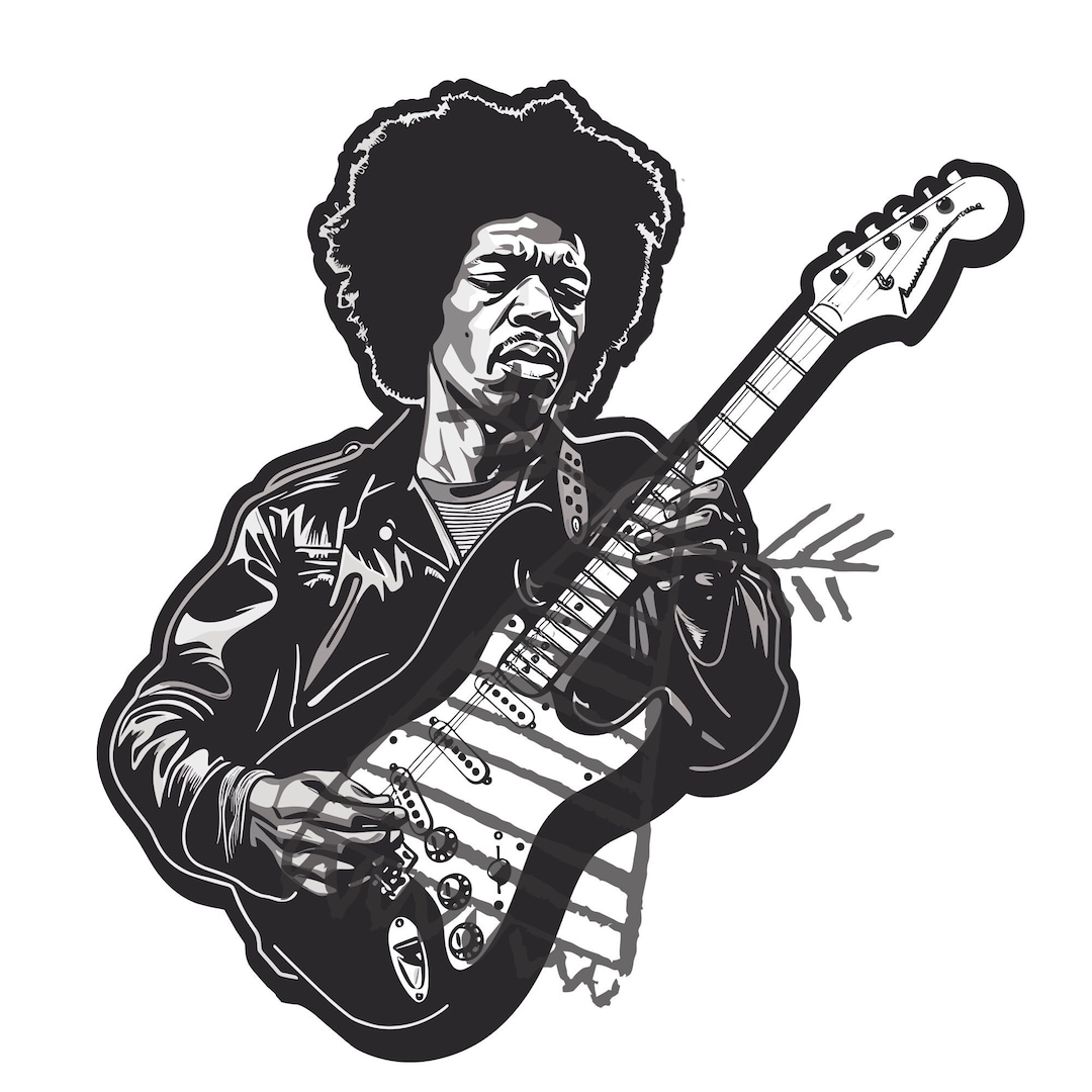 Jimi Hendrix Guitar SVG, Rock Star PNG, PSD Digital File | Music High ...