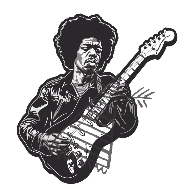 Jimi Hendrix Guitar SVG, Rock Star PNG, PSD Digital File Music High ...