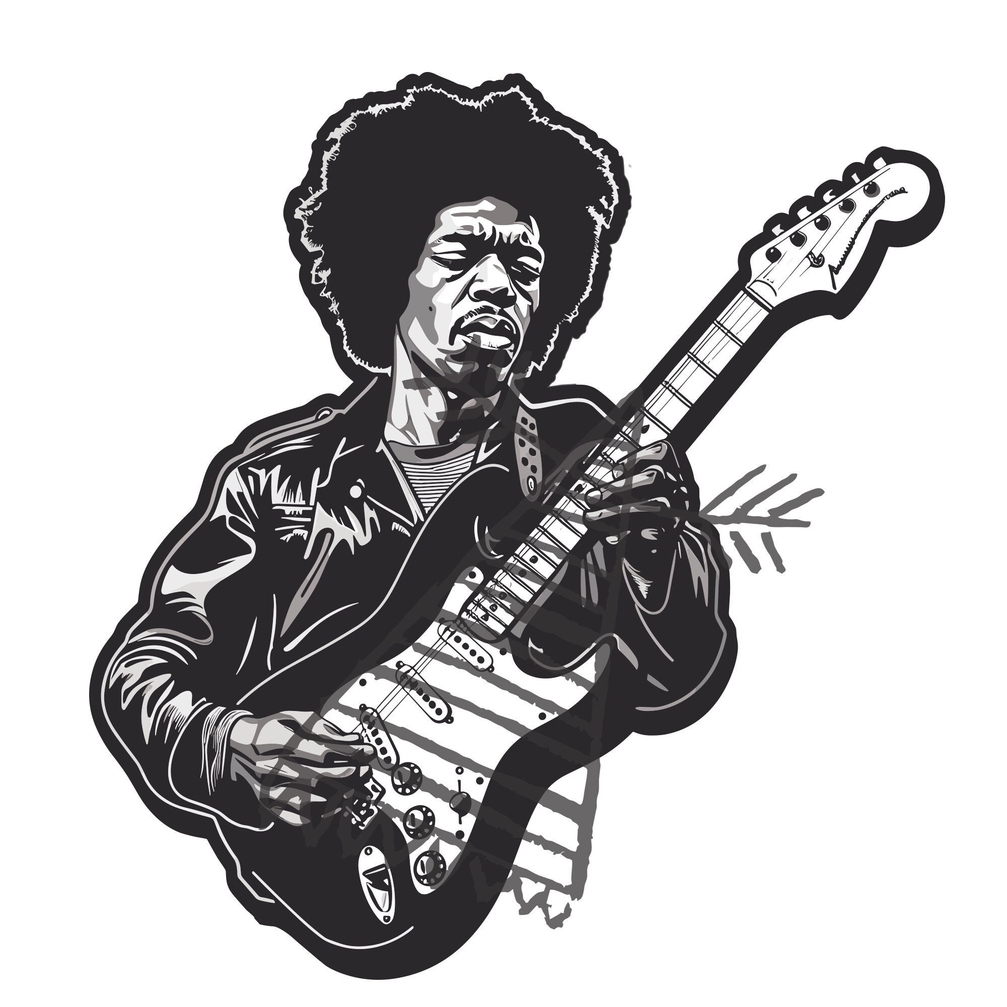 Jimi Hendrix Guitar SVG, Rock Star PNG, PSD Digital File Music High ...