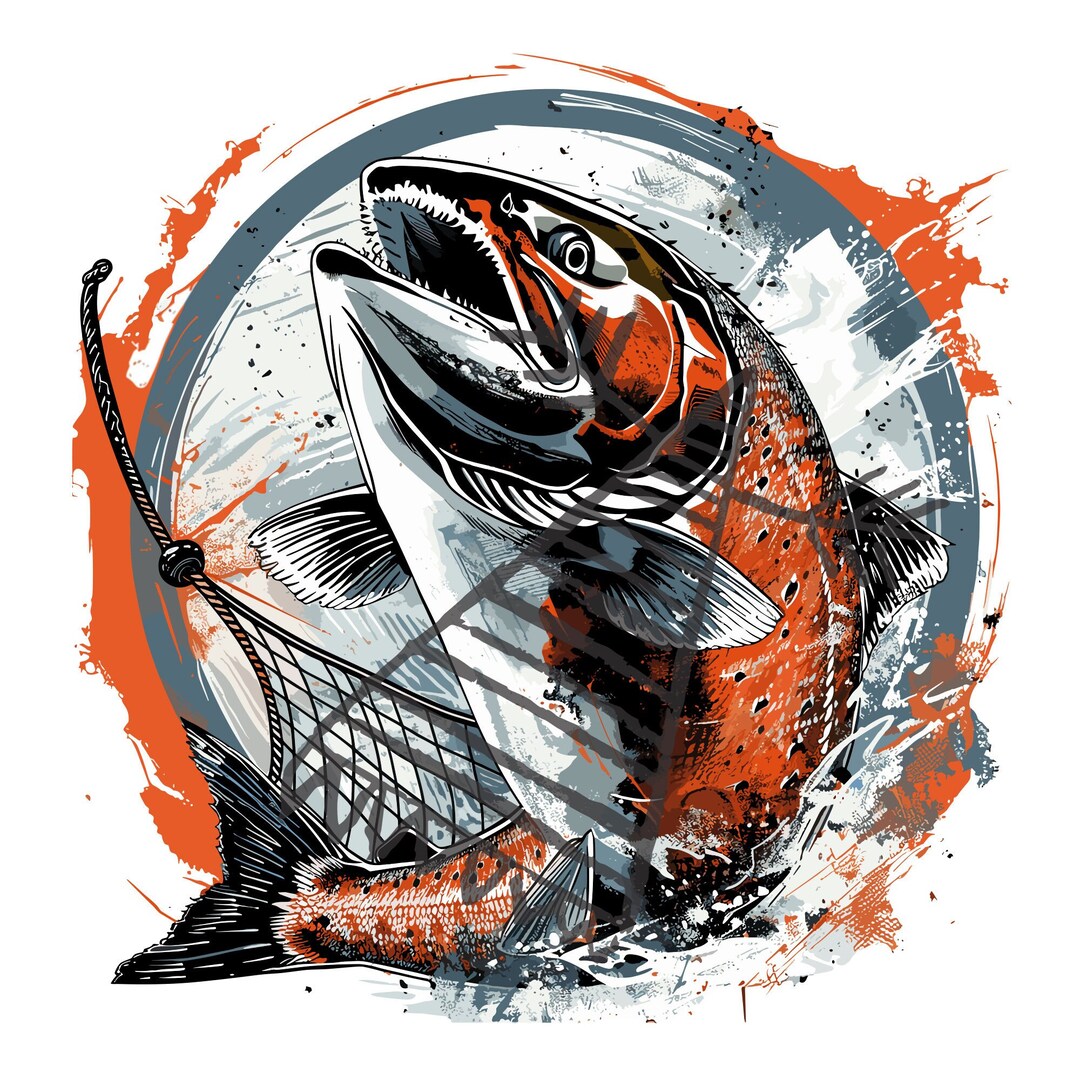 Salmon Fish SVG | Lucky Fishing Design PNG, PSD Digital File | High ...