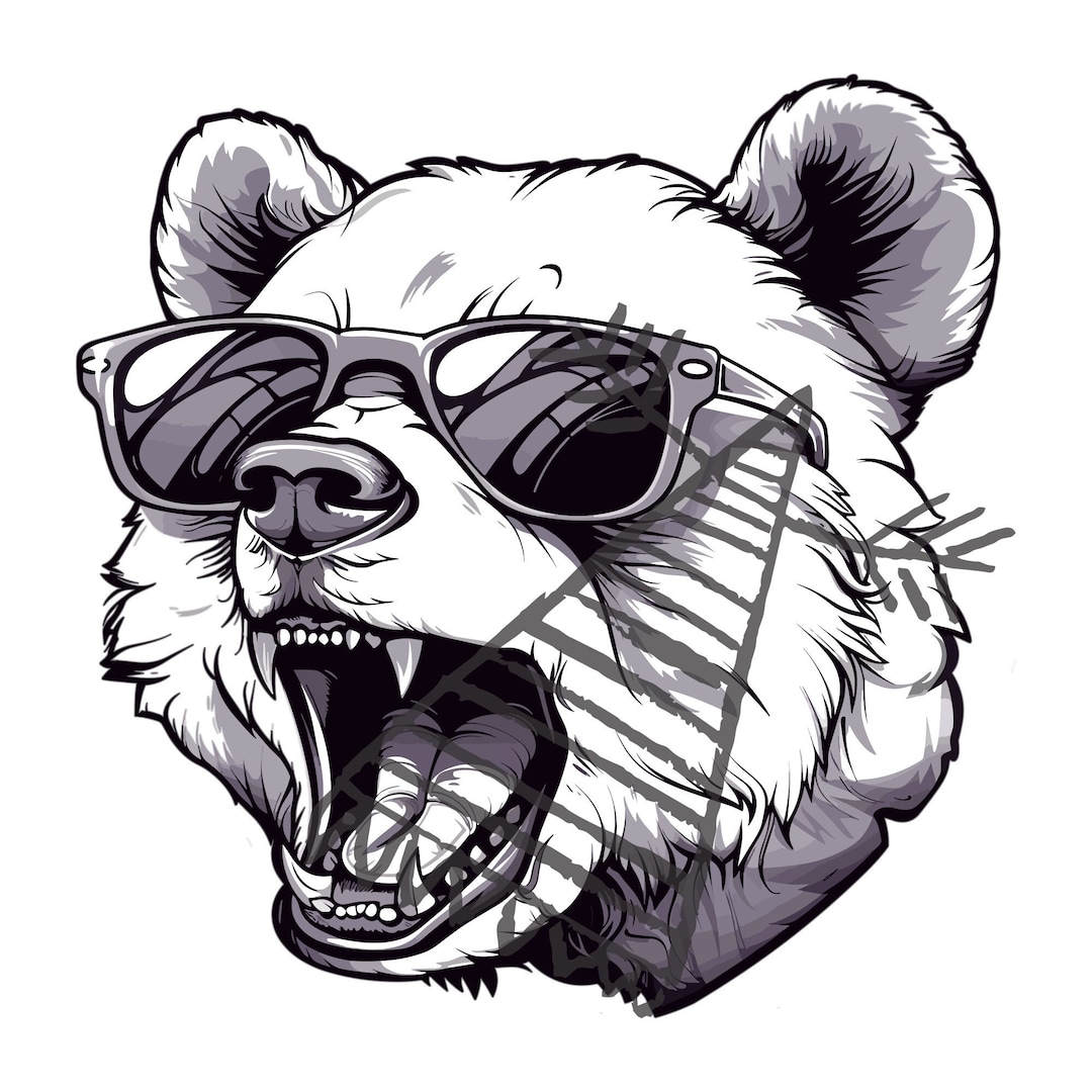 Bear Head SVG | Grizzly Bear Sunglasses PNG, PSD Digital File | High ...