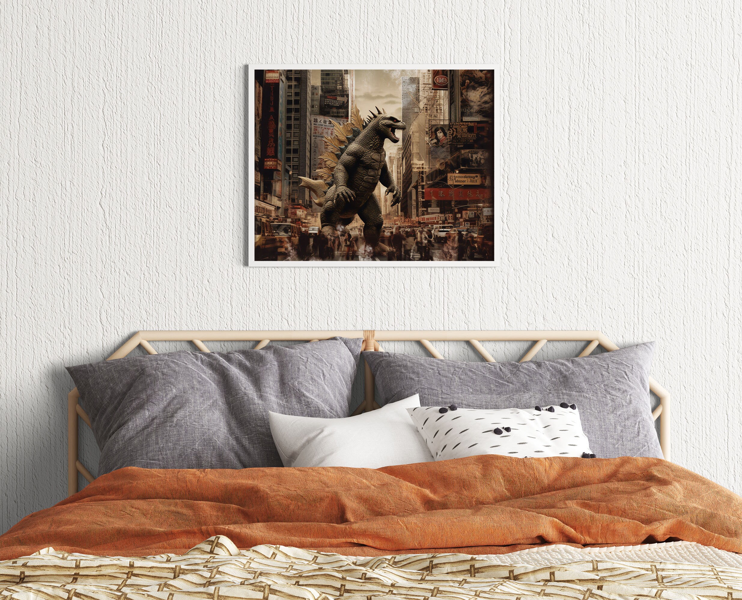 Godzilla Movie Poster Vintage Kaiju Digital Collage - Etsy