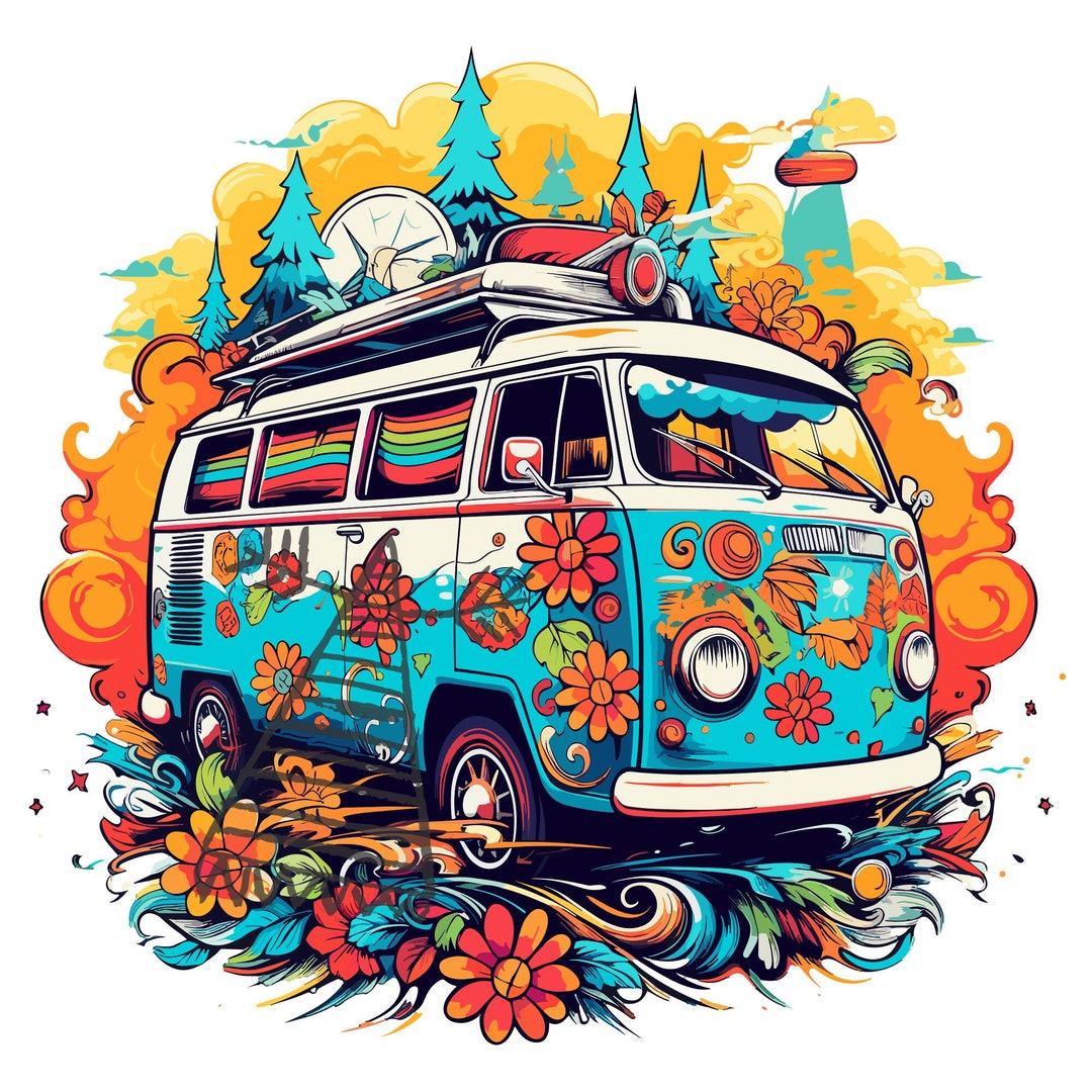 Hippie Van PNG, SVG, PSD Digital File | High-quality Artwork for Crafts ...