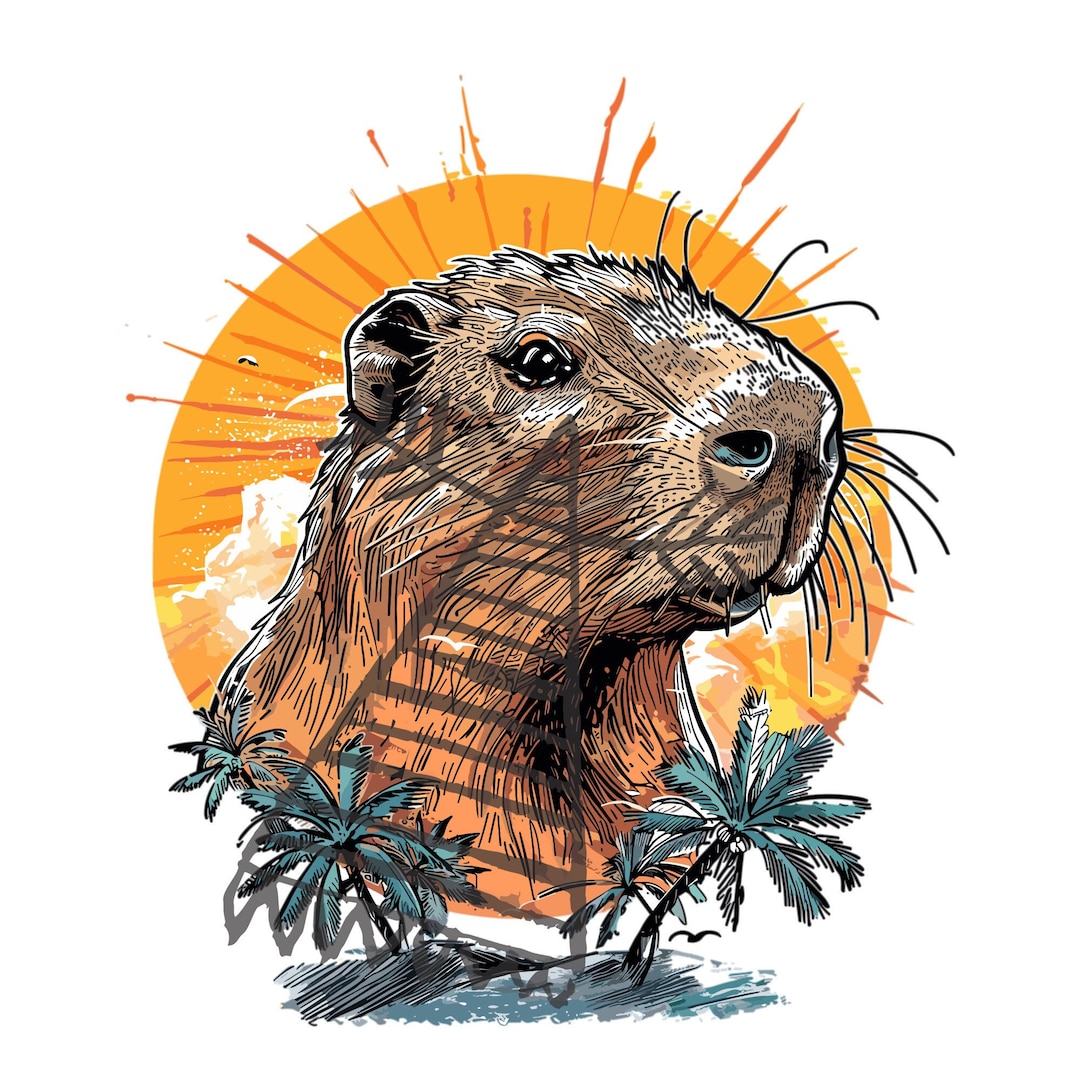 Summer Capybara SVG | Funny Animal PNG, PSD Digital File | High-quality ...