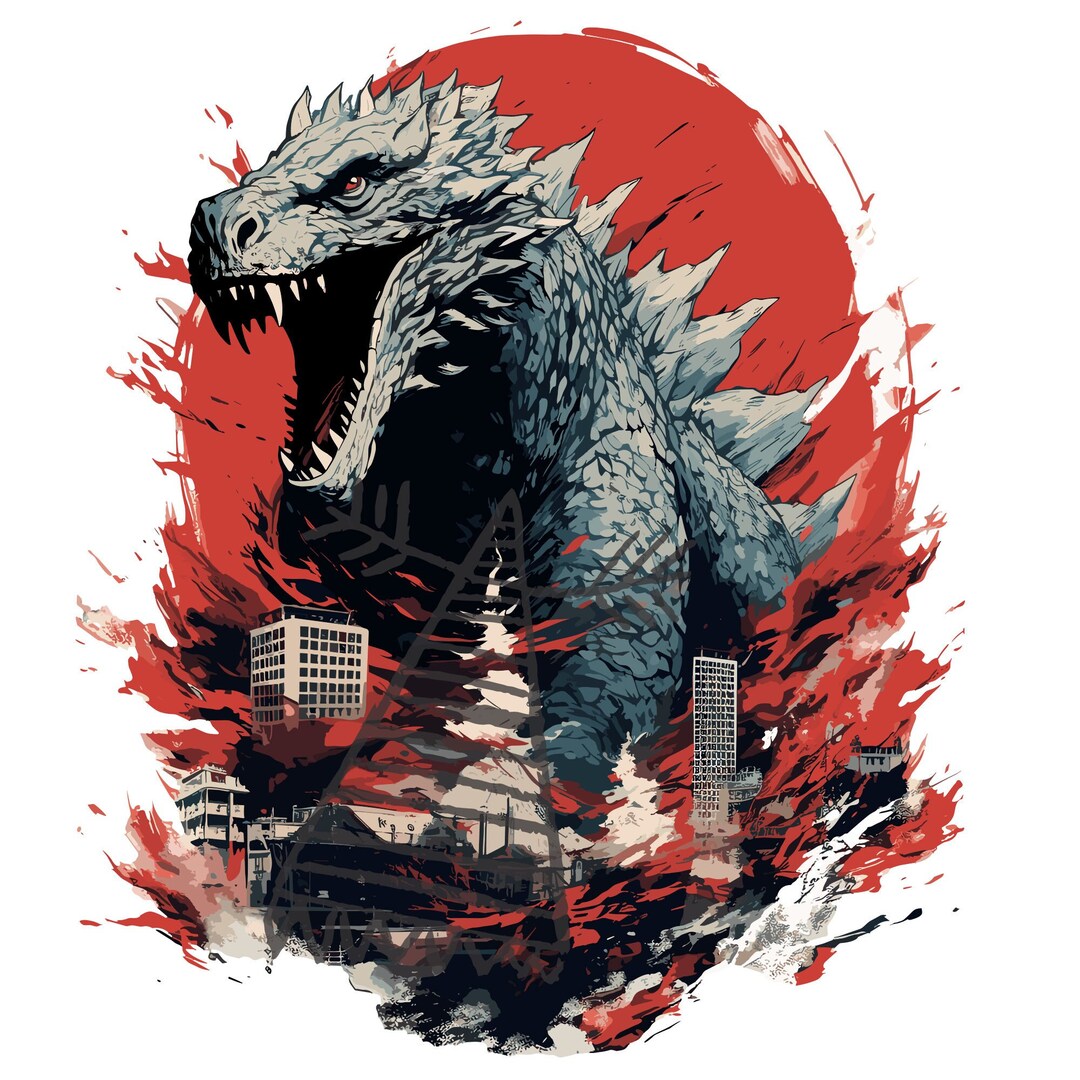 Godzilla in the City Attack SVG | PNG, PSD Digital File | High-quality ...
