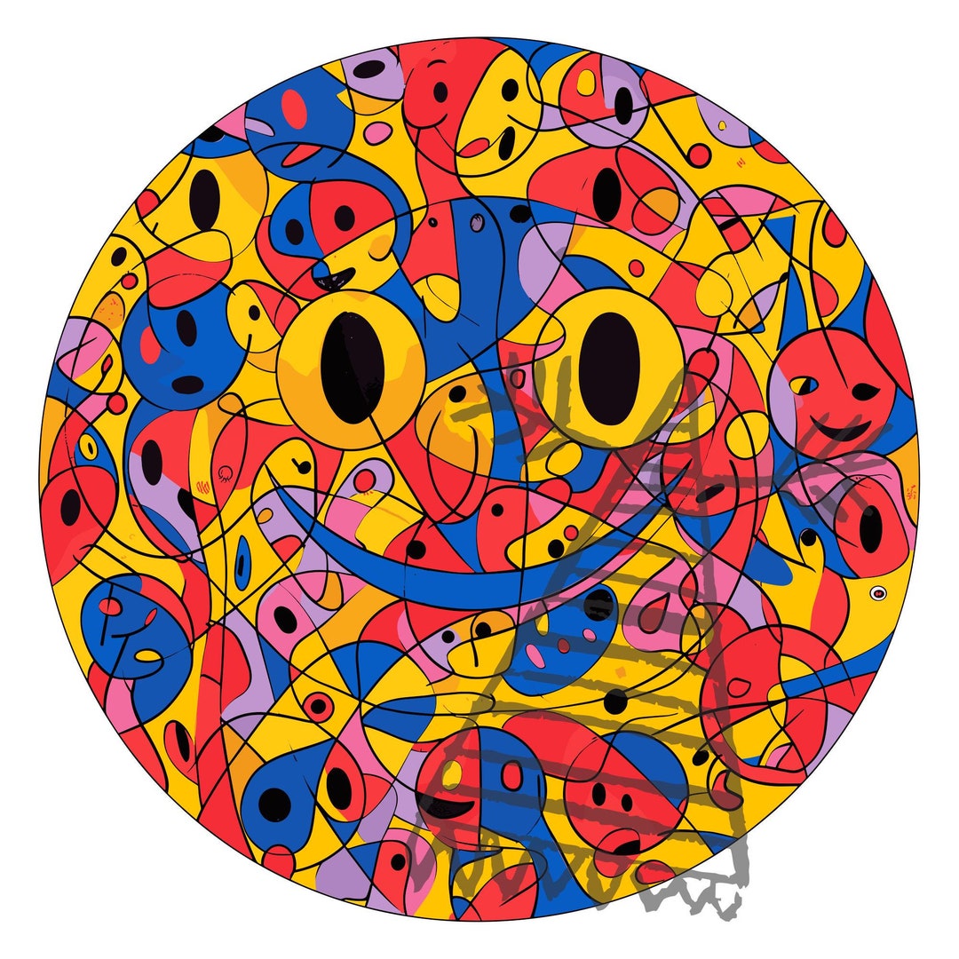 Abstract Smiley Face SVG | Bold Urban Art PNG, PSD | Winking Emoticon ...