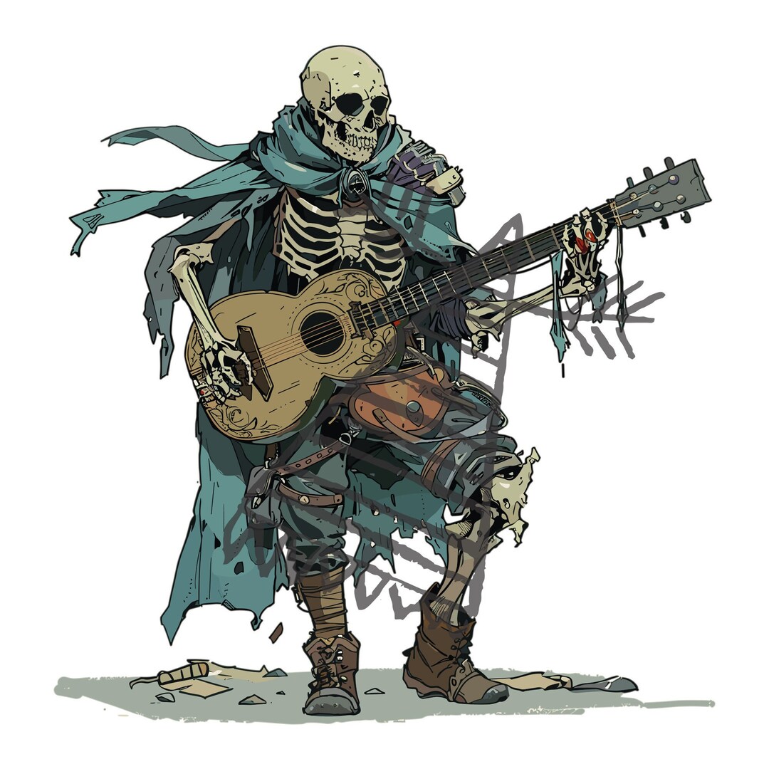 Skeleton Guitarist SVG | Haunted Musician Art PNG, PSD Digital File ...