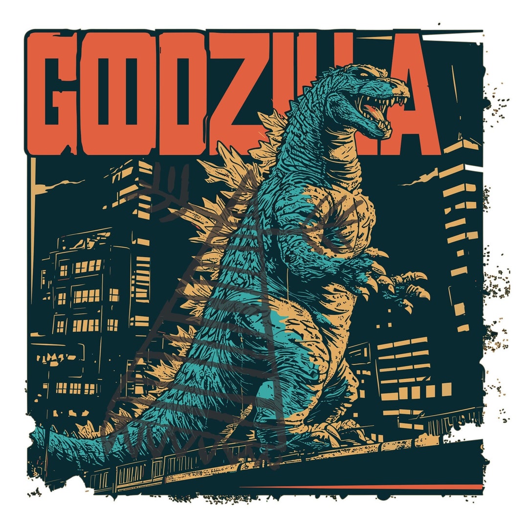 Godzilla Attack Digital Art File - Instant Download SVG, PNG, PSD ...