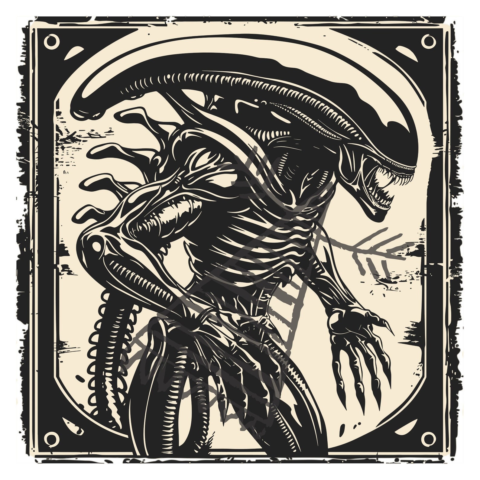 Alien Xenomorph SVG PNG, PSD Digital File High-quality Artwork for ...