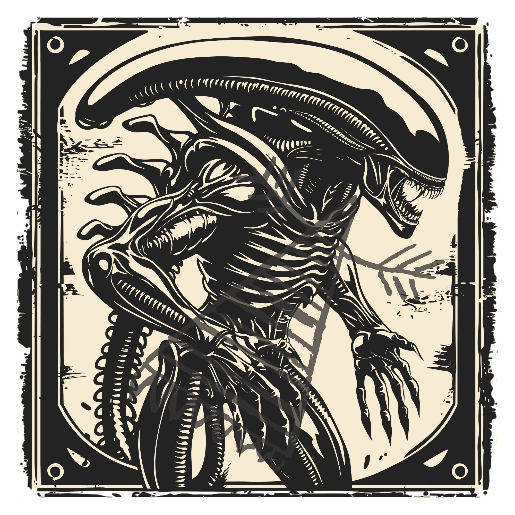 Alien Xenomorph SVG PNG, PSD Digital File High-quality Artwork for ...