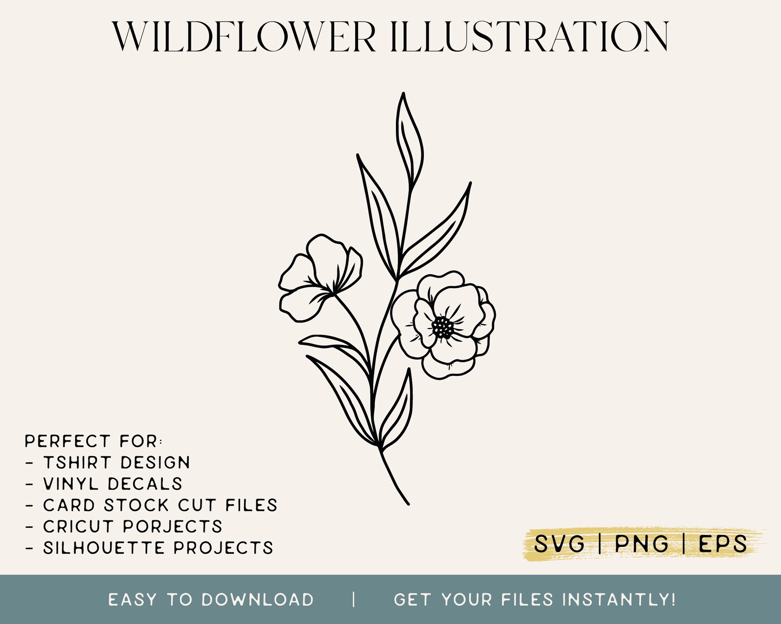 Wildflower Svg, Flower Decal, Cricut Cut File, Floral Cut File, Svg ...