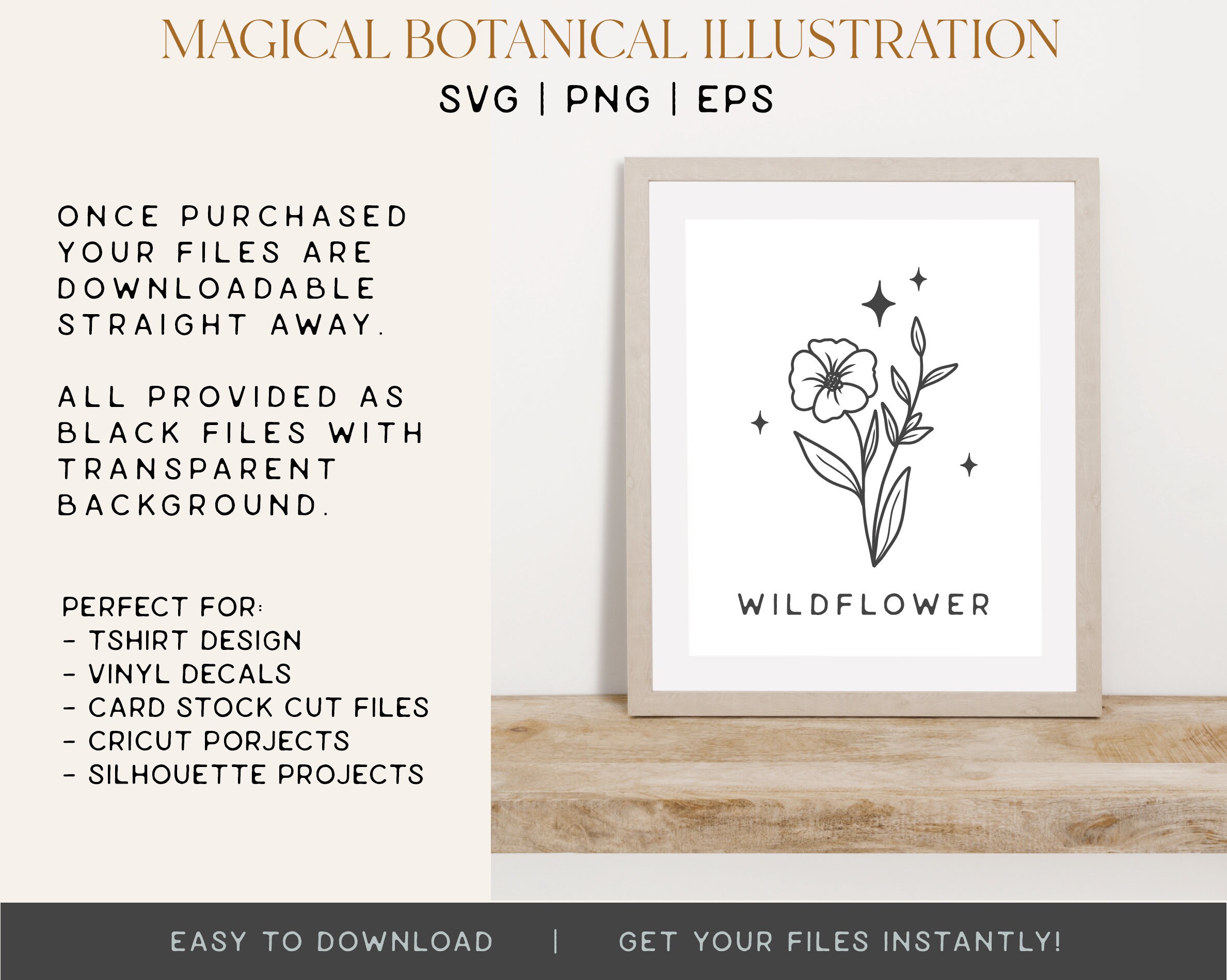 Wildflower Svg, Flower Decal, Cricut Cut File, Magical Cut File, Svg ...