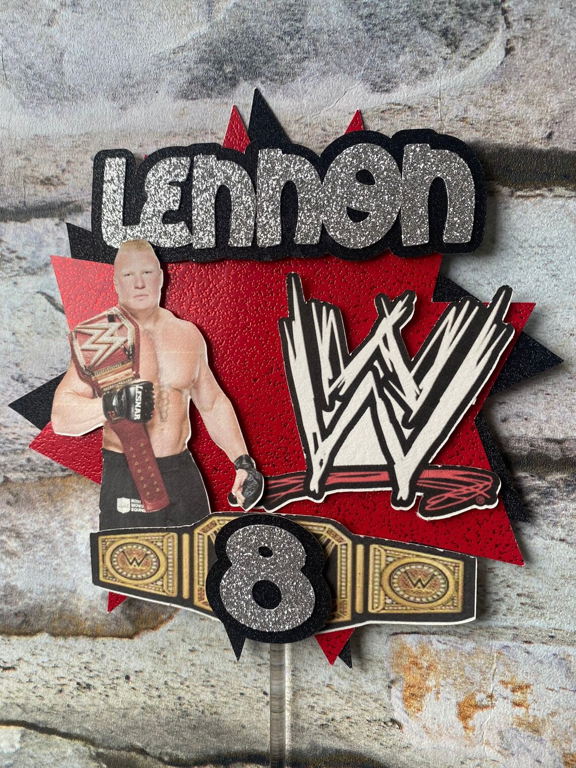 WWE Wrestling Personalised Cake Topper Birthday Brock | Etsy UK