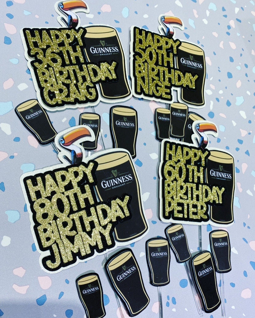 Guinness Themed Cake Topper! Personalised Name & Age * Birthday * Beer ...