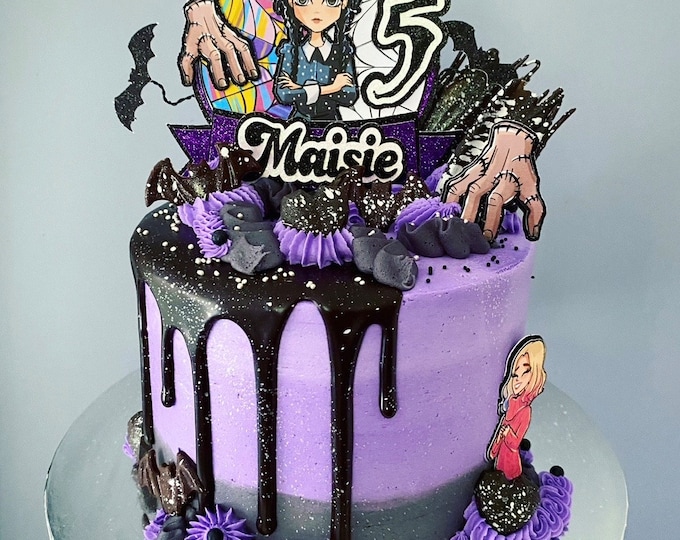 Wednesday Addams Themed Personalised Cake Topper Birthday Custom Adams ...