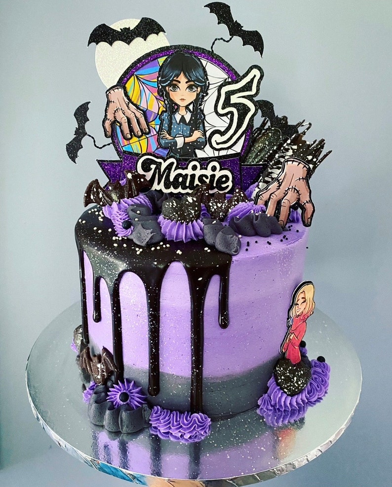 Wednesday Addams Themed Personalised Cake Topper Birthday Custom Adams ...