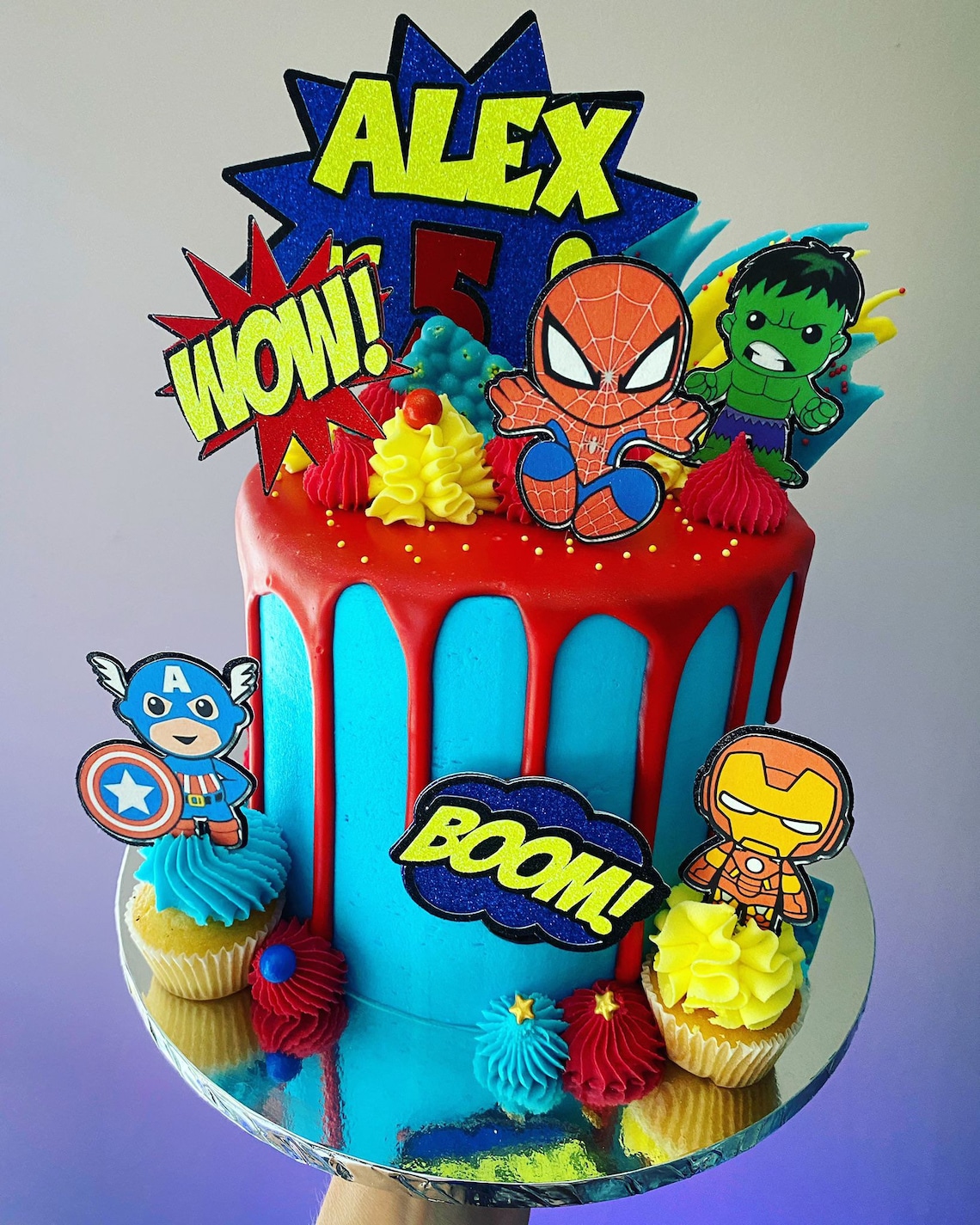 Superhero / Comic Book Themed Cake Topper personalised - Etsy UK