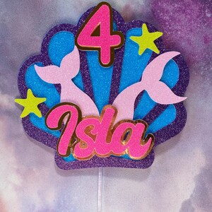 Mermaid Personalised Cake Topper Birthday Shell Clamshell Custom - Etsy