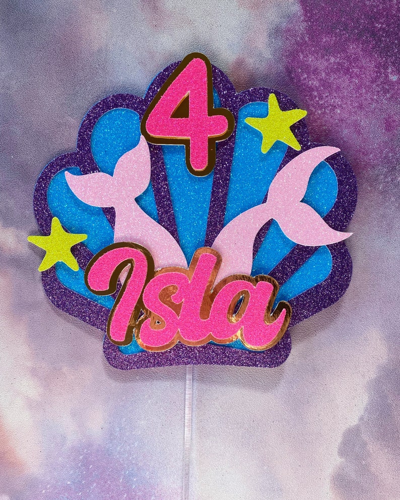 Mermaid Personalised Cake Topper Birthday Shell Clamshell - Etsy