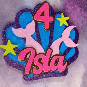 Mermaid Personalised Cake Topper Birthday Shell Clamshell Custom - Etsy