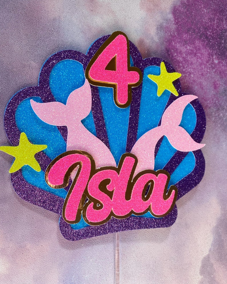 Mermaid Personalised Cake Topper Birthday Shell Clamshell - Etsy